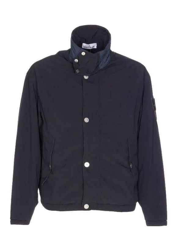 Stone Island Logo Patch Elasticated-hem Jacket - Blue