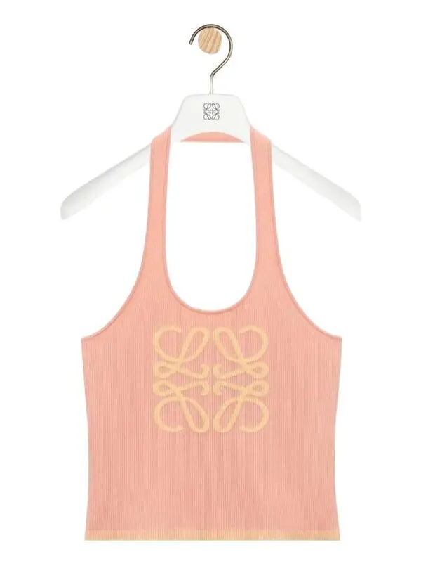 Loewe Halter Neck Tank Top With Logo Detail - Pink/yellow