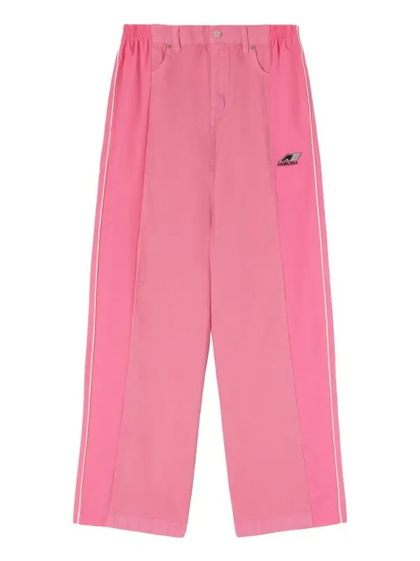 AMBUSH Logo Embroidered Wide-leg Trousers - Pink