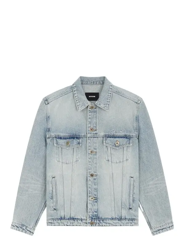 We11Done Denim Jacket With Embroidered Logo - Gray