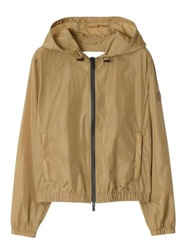 Burberry Logo Detail Hooded Zip Jacket - Flax