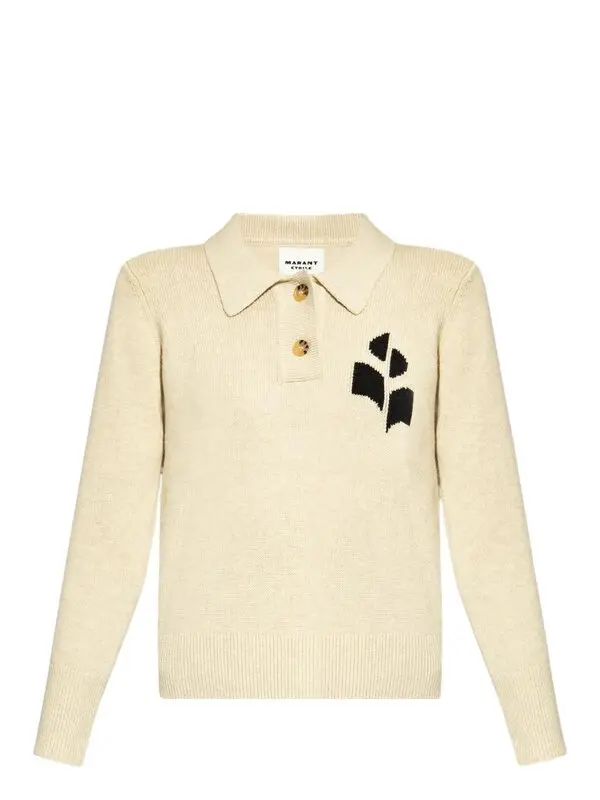 Isabel Marant Étoile Nola Logo Intarsia Polo Jumper - Gray