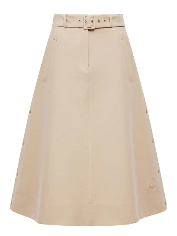 Moncler Logo Patch A-line Midi Skirt - Nude