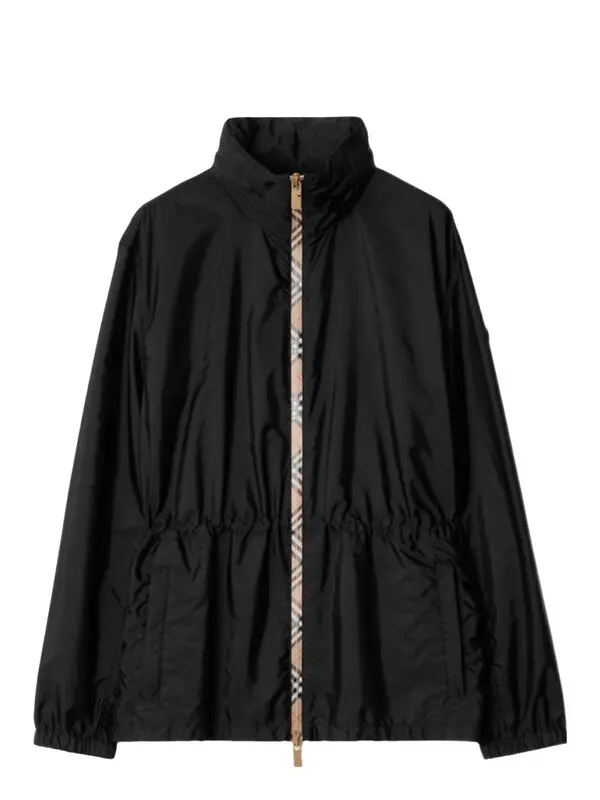 Burberry High-neck Zipped Jacket With Drawstring Waist - Black