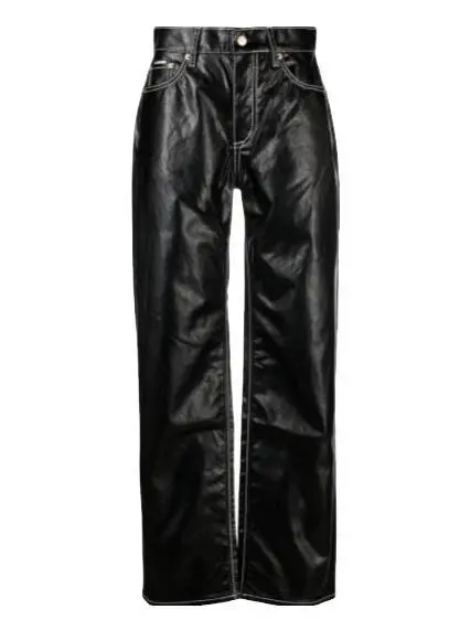 Eytys High-waist Faux-leather Trousers With Contrast Stitching - Black