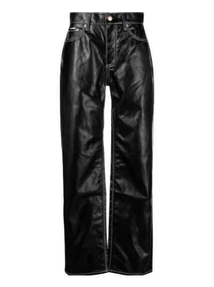 Eytys High-waist Faux-leather Trousers With Contrast Stitching - No