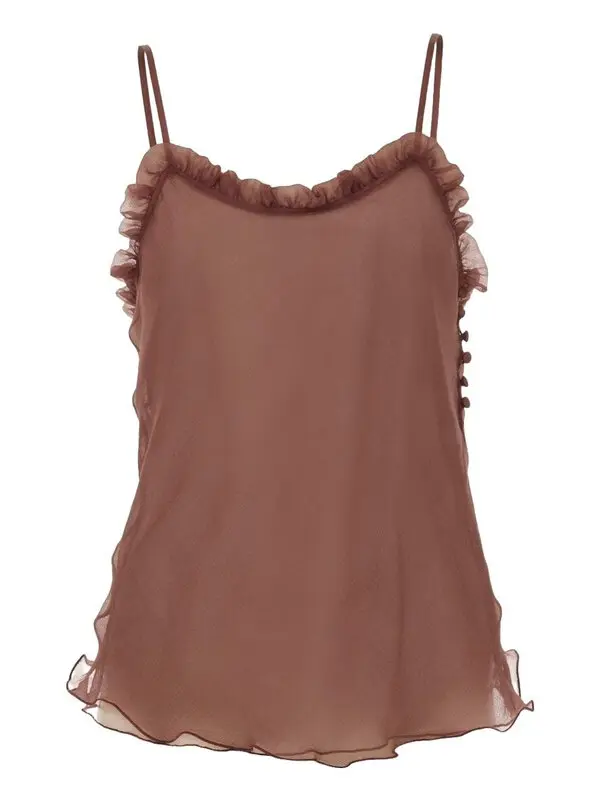 Chloé Ruffled Tulle Tank Top - Woodrose