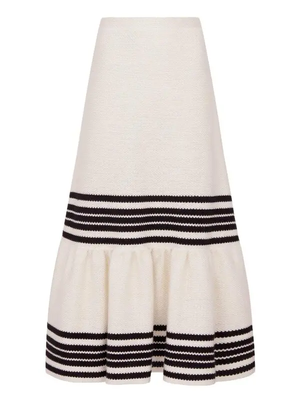 Dior Textured Striped Midi Skirt - Multicolor