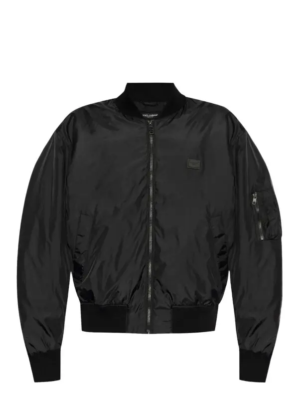 Dolce & Gabbana Logo Tag Padded Bomber Jacket - Black