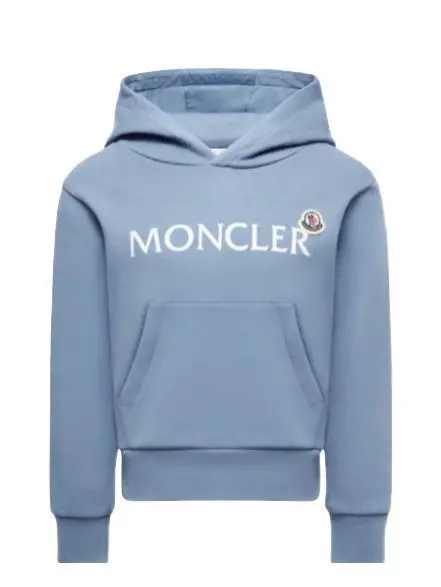 Moncler Logo Cotton Hoodie - Cobalt Blue