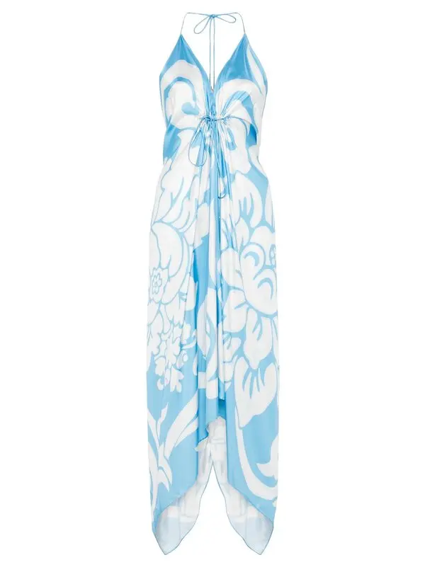 Etro Floral Print Midi Dress - Blue