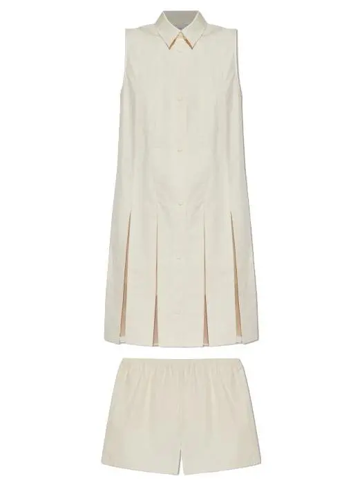 Moncler Sleeveless Mini Shirt Dress - Beige