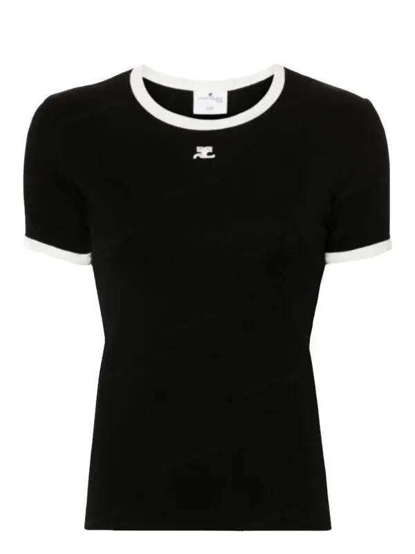 COURREGES Signature Contrast T-shirt - Black