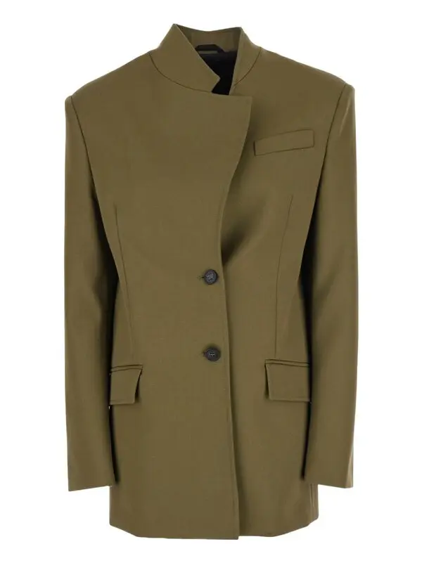 Attico Single-breasted Gabardine Blazer - Green