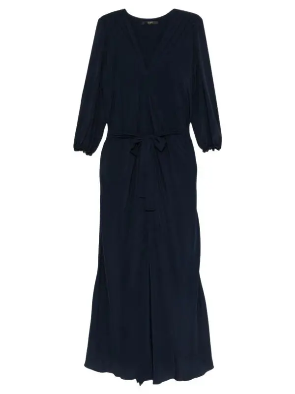 Seventy V-neck Tie-waist Maxi Dress - Navy Blue