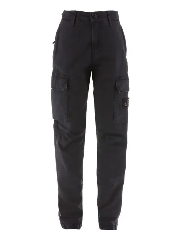 Stone Island Logo Patch Cargo Trousers - Black