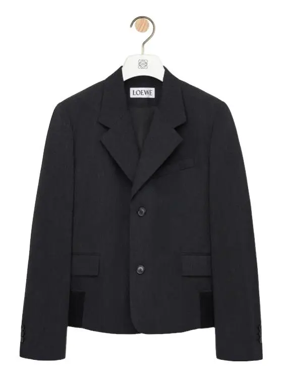 Loewe Single-breasted Gabardine Jacket With Notched Lapels - Grey
