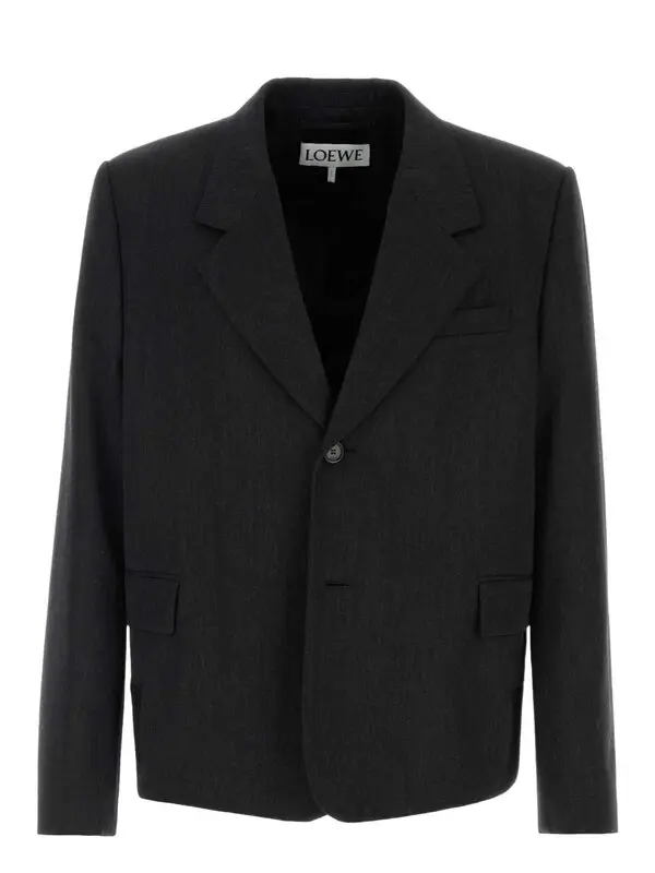 Loewe Single-breasted Gabardine Jacket With Notched Lapels - Grey