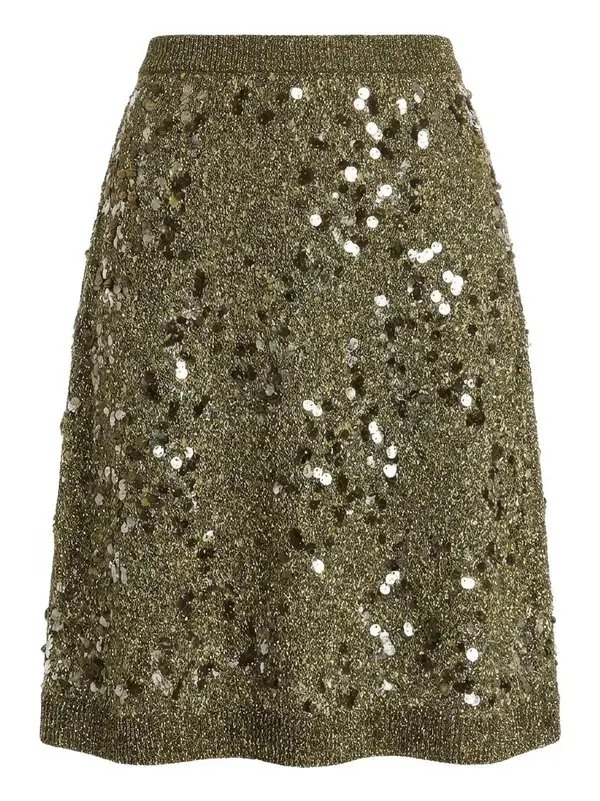 Gucci Sequined Tweed Skirt - Dark Green