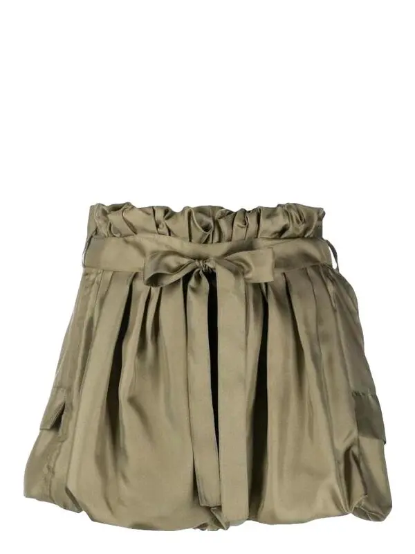 Saint Laurent Bouffant Silk Shorts - Green