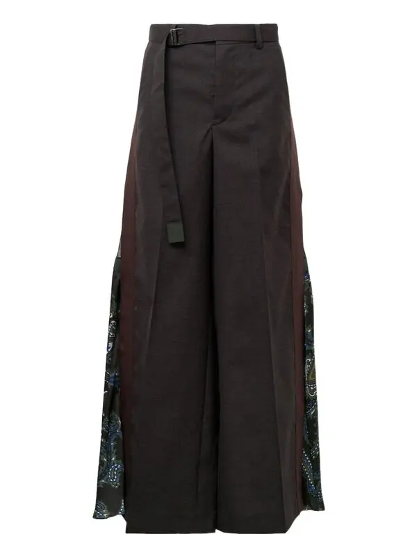 Sacai Belted Paisley Print Wide-leg Pants - Brown