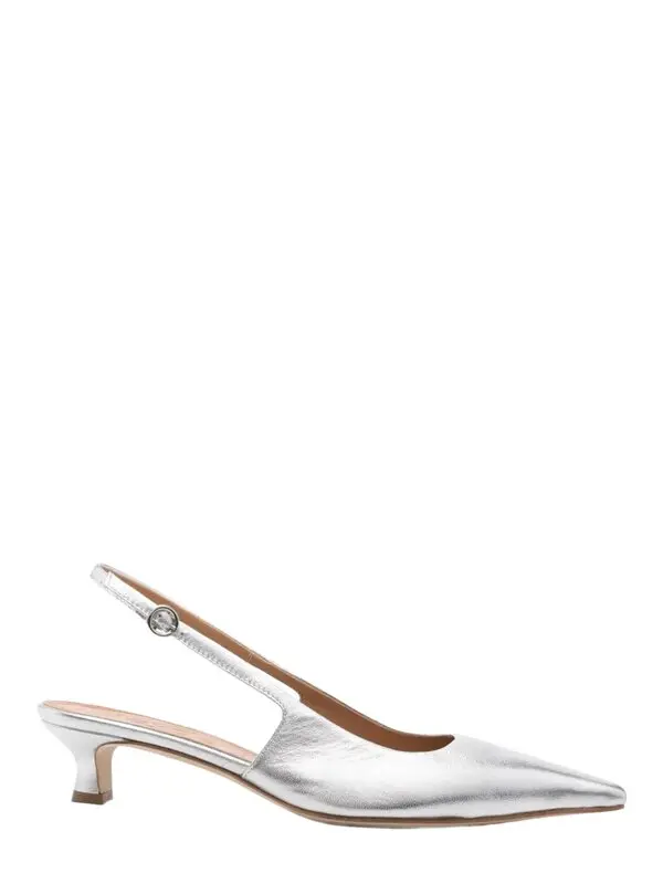 AeydĒ Catrina Metallic Leather Slingback Pumps - Silver