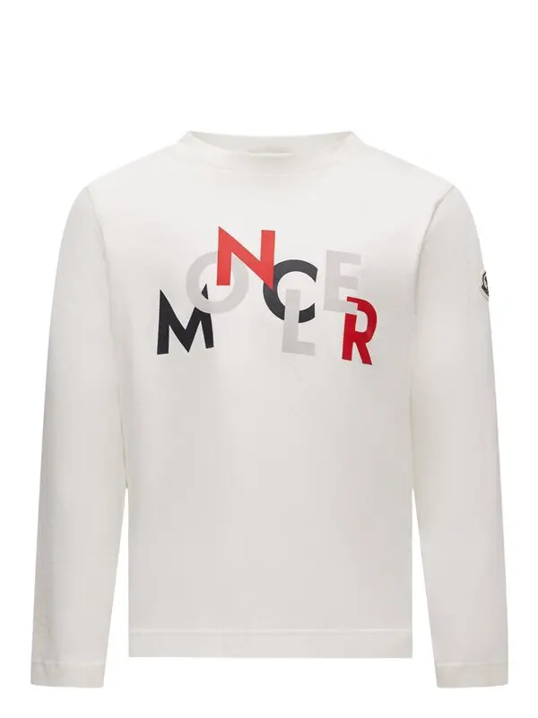 Moncler Logo Printed Crewneck Long Sleeve T-shirt - White