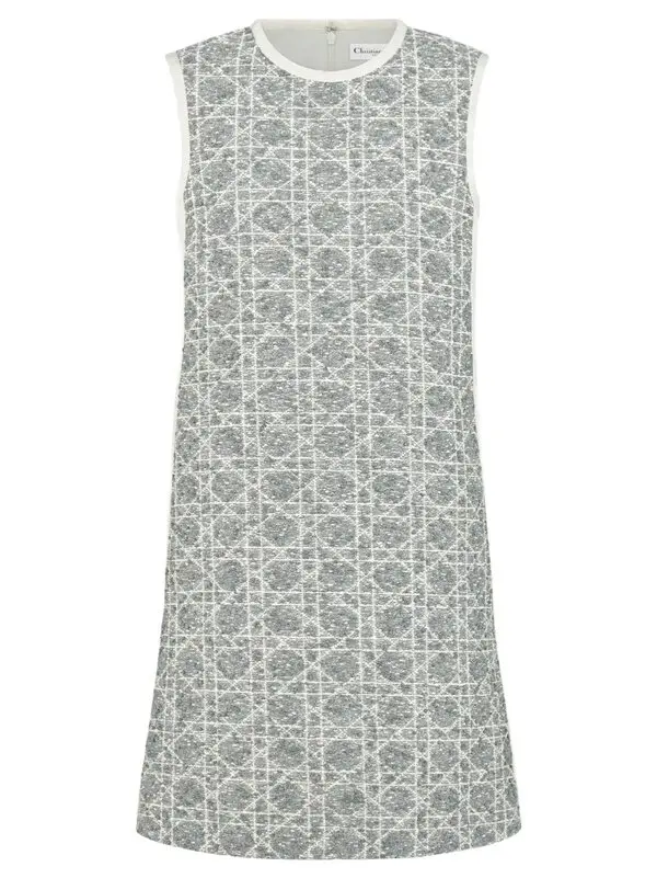 Dior Sleeveless Macrocannage Mini Dress - Grey