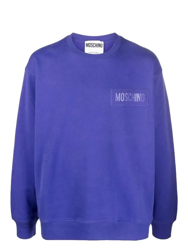 Moschino Round Neck Long Sleeve Sweater - Blue