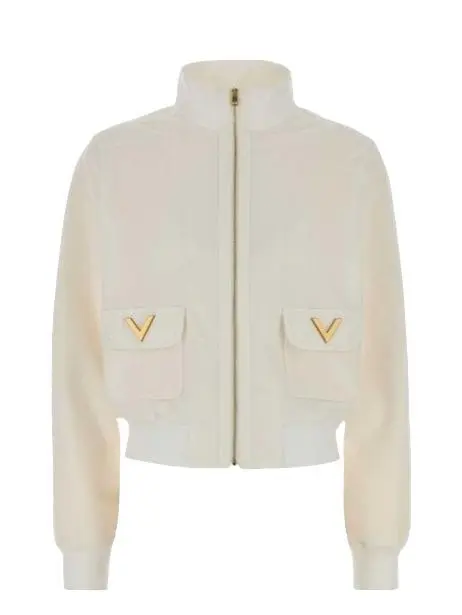 Valentino Garavani Zip-up High Neck Sweatshirt - Ivory White
