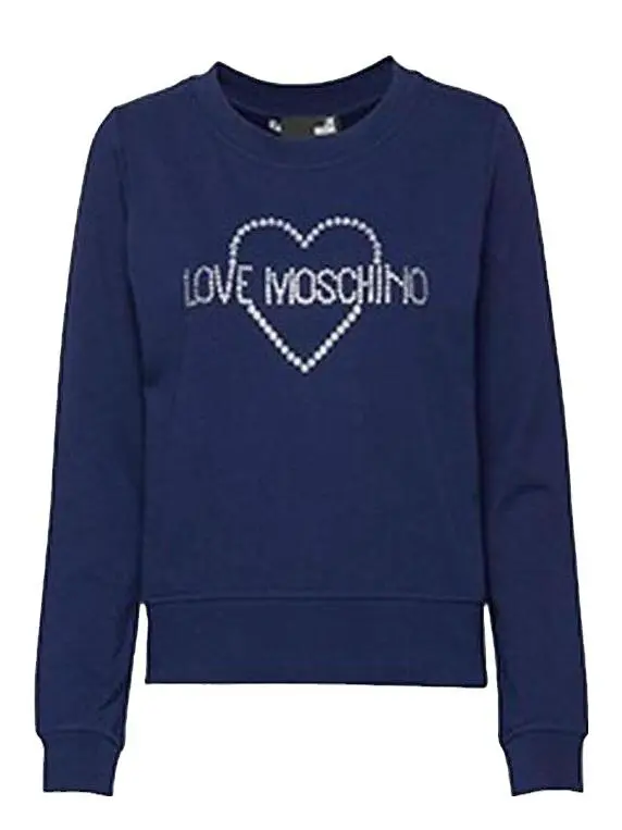 Moschino Embellished Heart Logo Sweatshirt - Blue