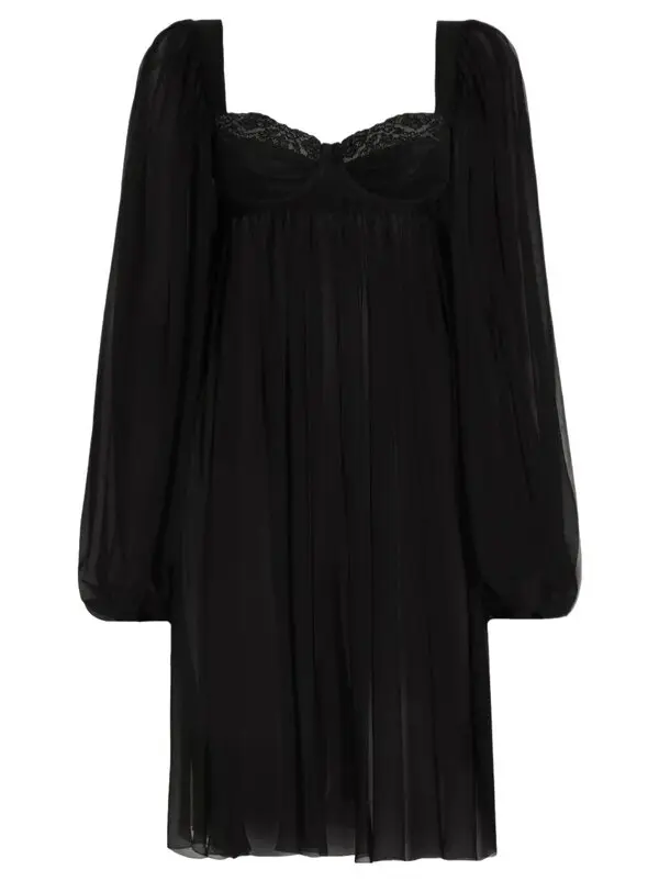 Dolce & Gabbana Lace Balloon-sleeve Mini Dress - Black