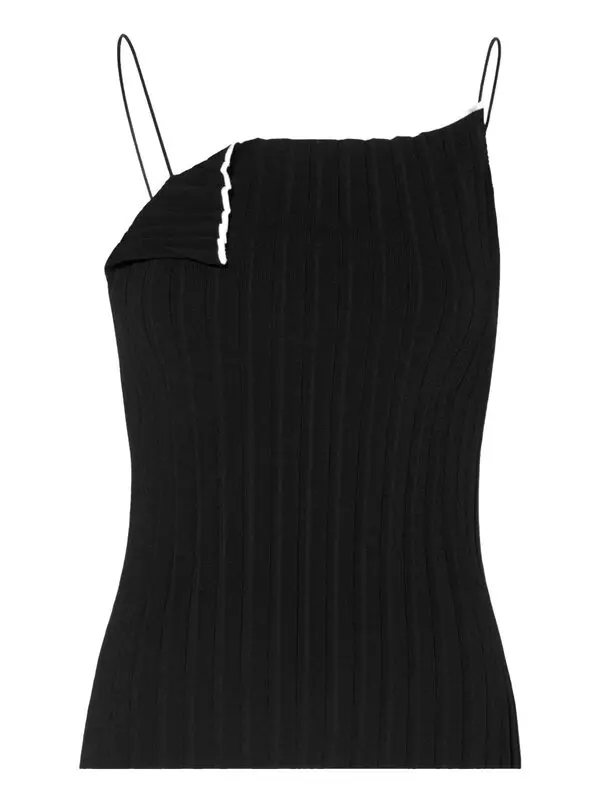 Jacquemus Asymmetrical Ribbed Knit Top - Black