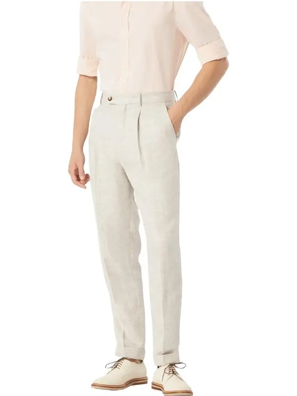 Brunello Cucinelli Slub-textured Tailored Trousers - White