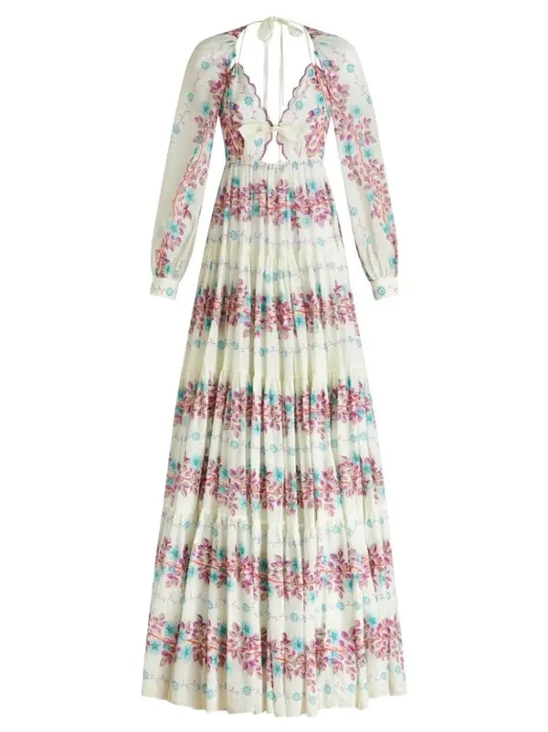 Etro Floral Flared Maxi Dress - White