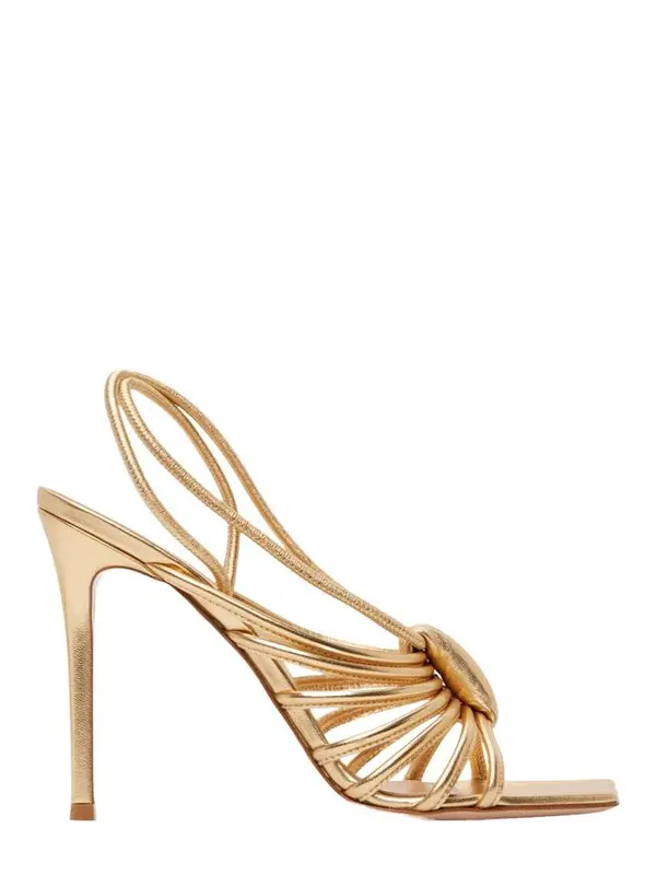 GIANVITO ROSSI Hellen Metallic Strappy High Heel Sandals - Golden