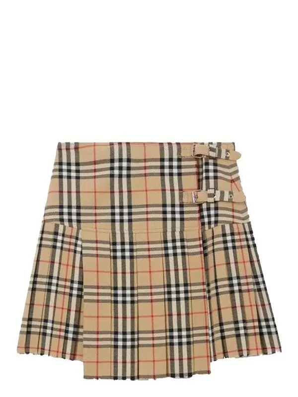 Burberry Vintage Check Wool Kilt Skirt - Archives Beige