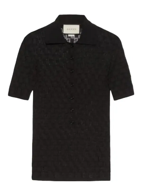 Gucci Geometric G Knitted Polo Shirt - Black