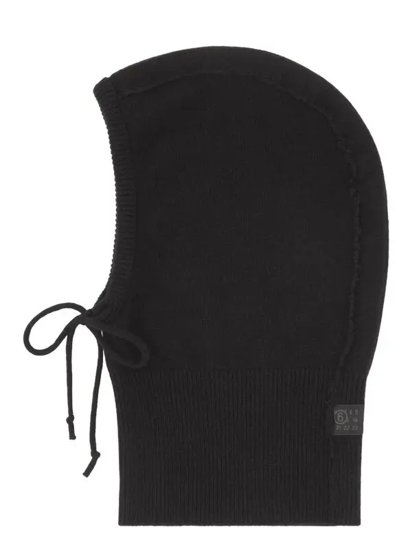 MAISON MARGIELA Ribbed Knit Hood With Drawstring Detail - Black