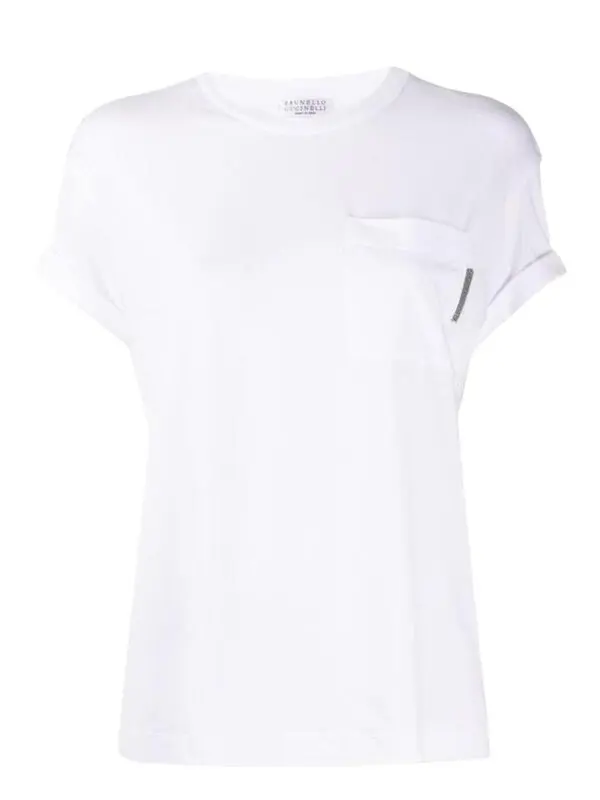 Brunello Cucinelli Crewneck T-shirt With Patch Pocket - White