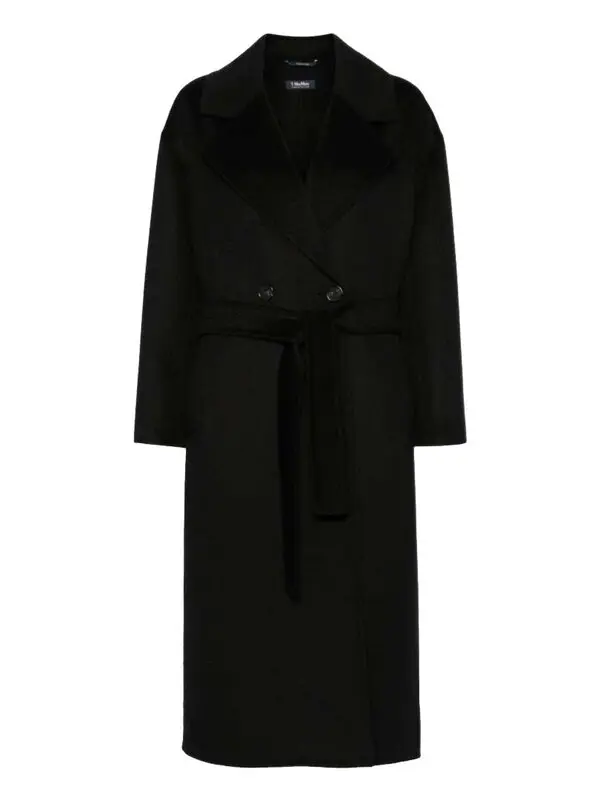 Max Mara Long-sleeved Coat With Notched Lapels - Black