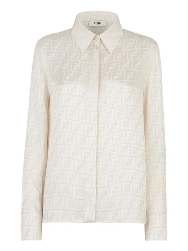 Fendi Ff Jacquard Crepe Satin Shirt - White