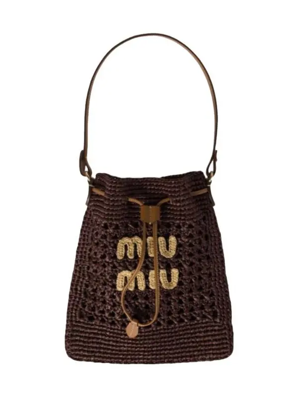 Miu Miu Woven Bucket Bag - Cocoa Brown/natural Color
