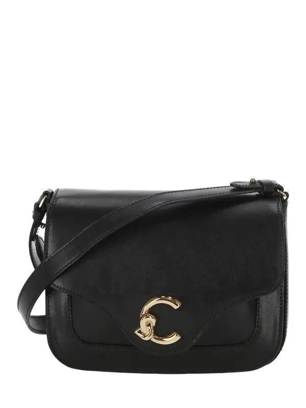 COCCINELLE C-me Logo Plaque Shoulder Bag - Black