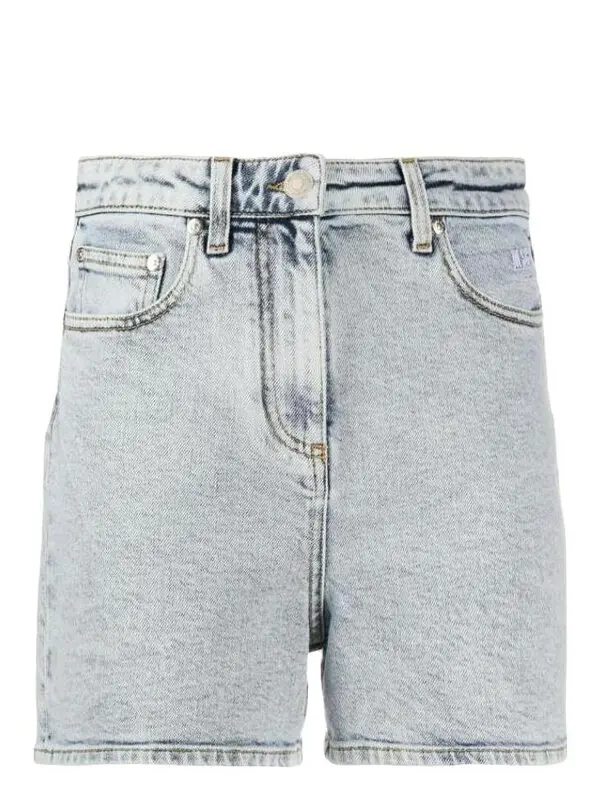MSGM Classic Denim Shorts With Logo Detail - Gray