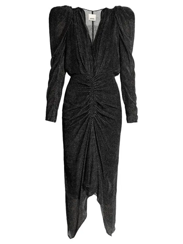 Isabel Marant Étoile Maray Velvet Silk Midi Dress With Draping Effect - Black
