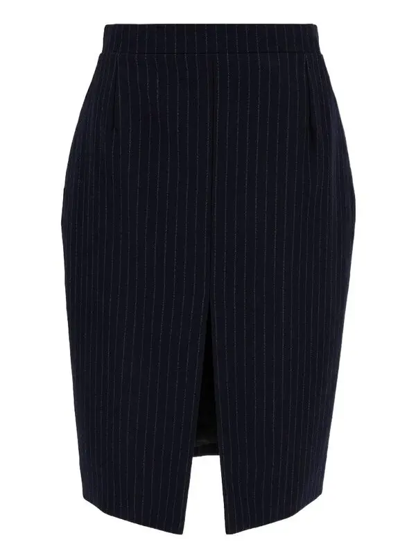 Saint Laurent Pinstriped Pencil Skirt - Black