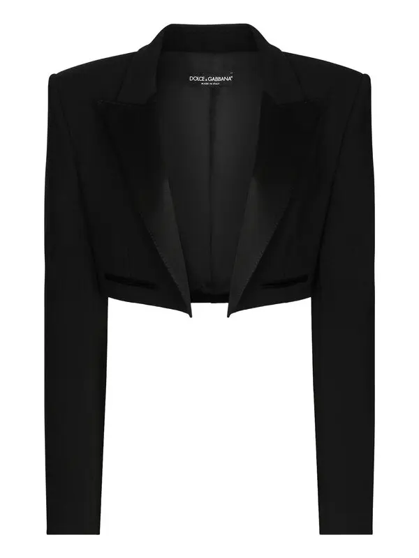 Dolce & Gabbana Gabardine Spencer Tuxedo Jacket - Black