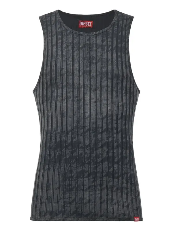 DIESEL® Sleeveless Ribbed Knit Top - Black