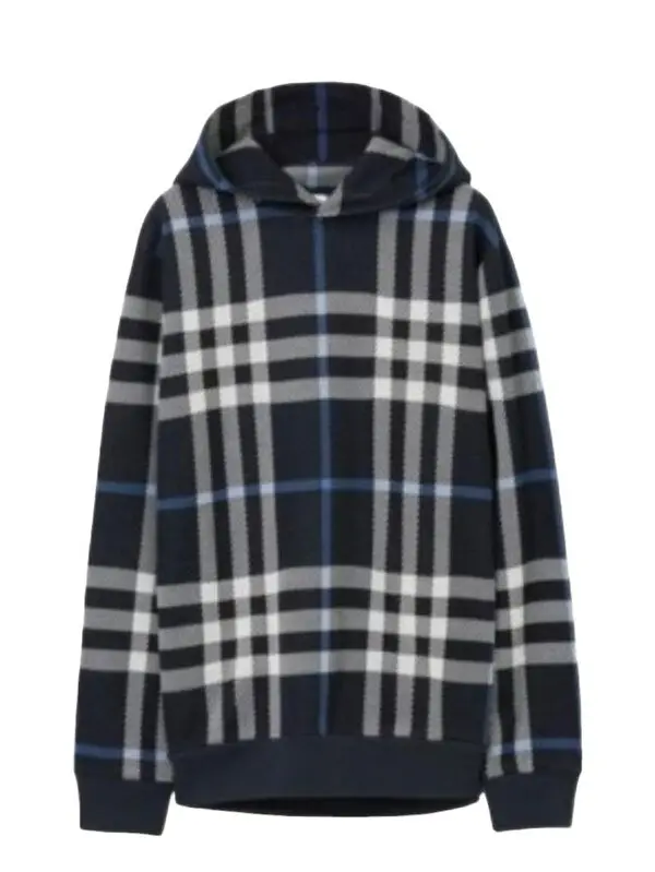 Burberry Checked Jacquard Hoodie - Black